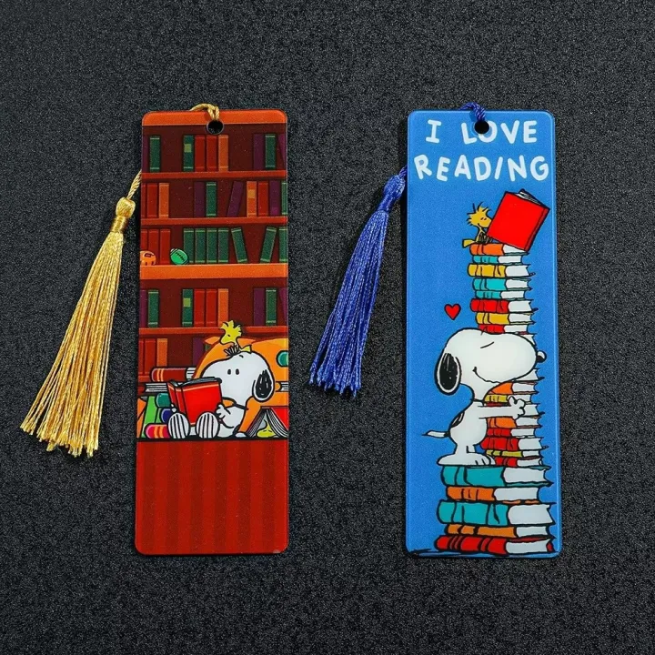 Cute Snoopy Book Mark Acrylic Anime Bookmarks with Tassel Cartoon Page ...