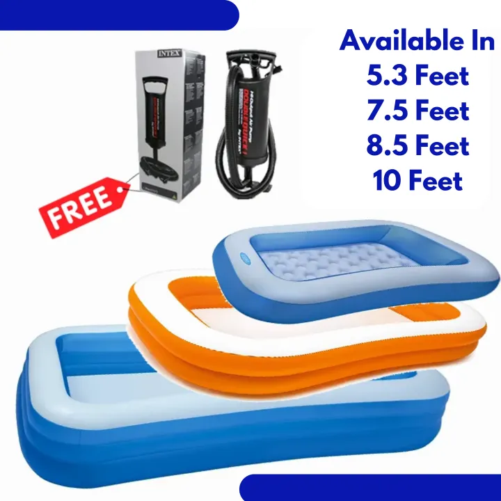 INTEX Rectangular swimming Pools with FREE HAND PUMP | Inflatable ...