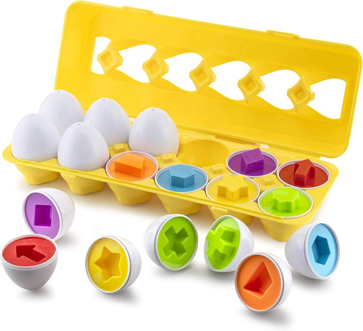 12 Eggs Shape Sorting & Color Recognition Kids Learning Toy for ...