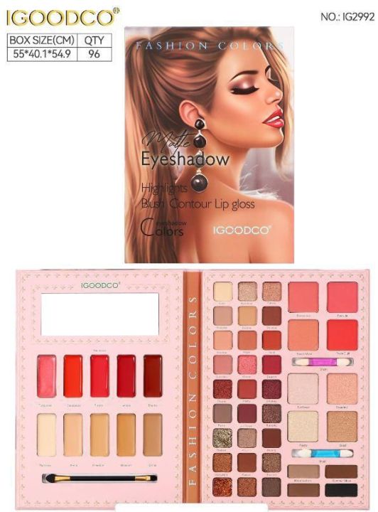 IGOODCO 49 Color Eyeshadow Palette – Matte & Glitter Kit + Brush | Daraz.pk