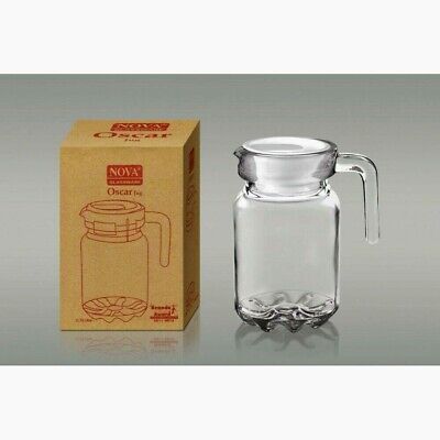 New 750ml Small Glass Fridge Jug Pitcher Carafe With non Drip Lid and ...