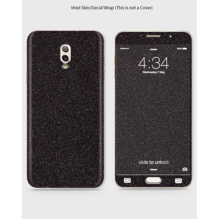 Samsung C8 Phone Skin Front Back And Sides Black Glitter Texture Skin ...