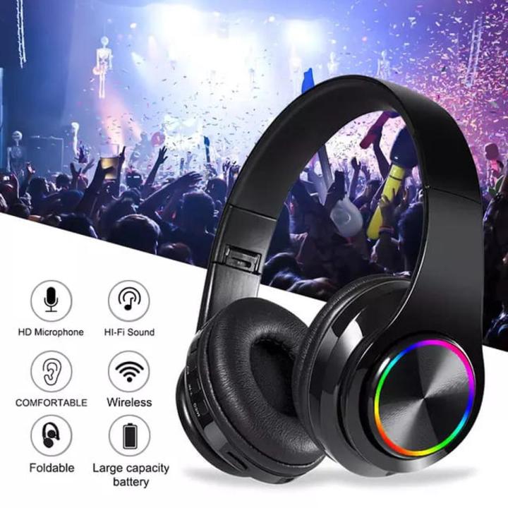P47 Wireless Headphones Colored LED Lights Gaming Headset Stereo ...