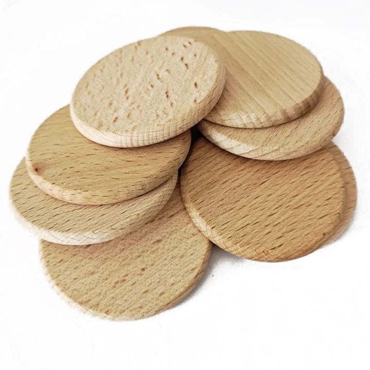 10pcs Multipurpose Natural Beech Natural Wood Round Disc Unfinished ...