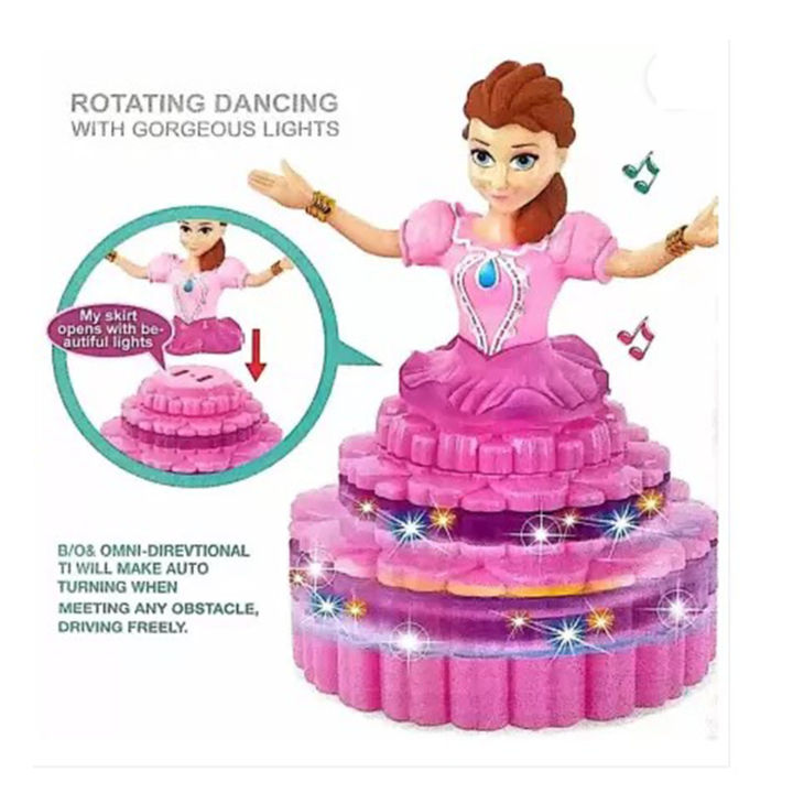 zbzaar Dancing Princess Doll with 3D Light & Music 360 Rotating Cake ...