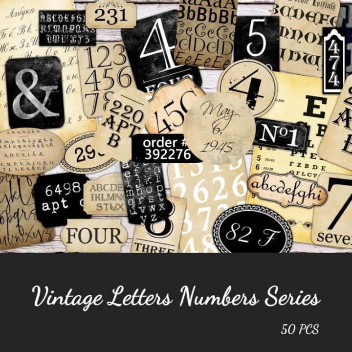 RHS Online 50PCS Vintage Letters Numbers Series Label Stickers Diary ...
