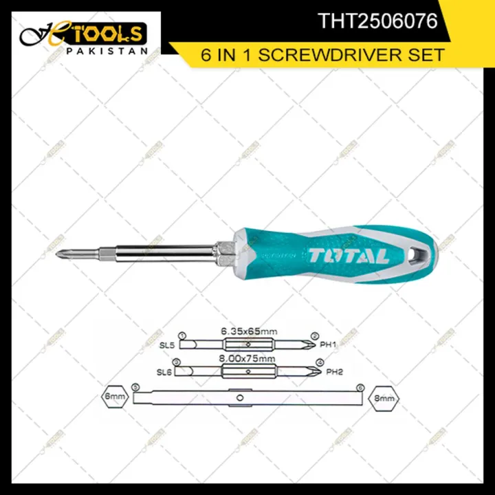 TOTAL 6 IN 1 Screwdriver Set THT2506076 | Daraz.pk