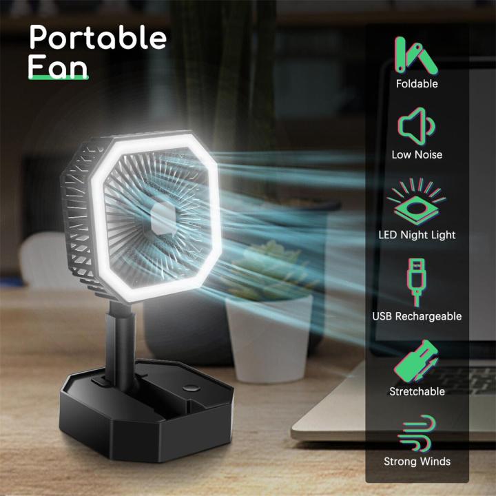 LE 2 In 1 Mini Cooling Fan With Led Light Portable Foldable Adjustable ...