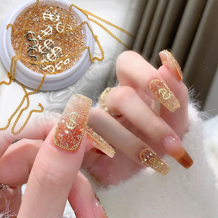New Year Metal Chain Nail Art Rhinestone Alloy Studs Nail Art ...