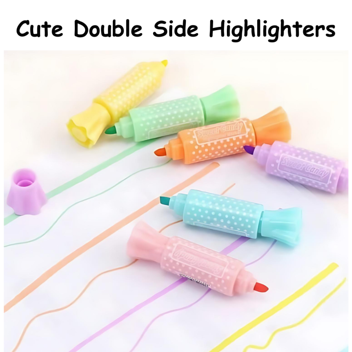 Highlighters Mini pen Set of 6 | Space cute Bow | Kawaki Bottle | Daraz.pk