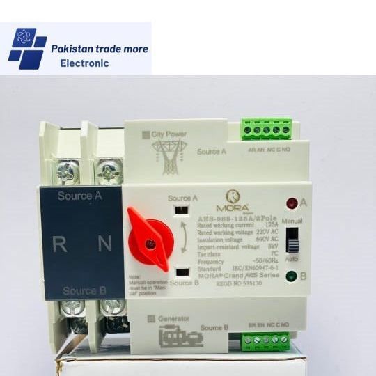 Mora ATS Automatic Transfer Switch 2 pole 125A Single Phase Din Rail ...
