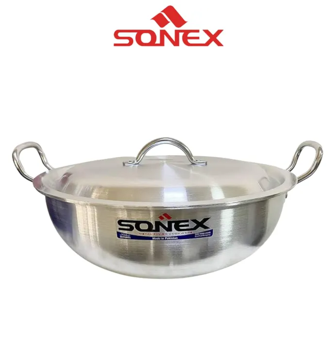 Sonex Metal Finish Round Karahi Full Set 6-8 Heavy Weight Best Quality ...