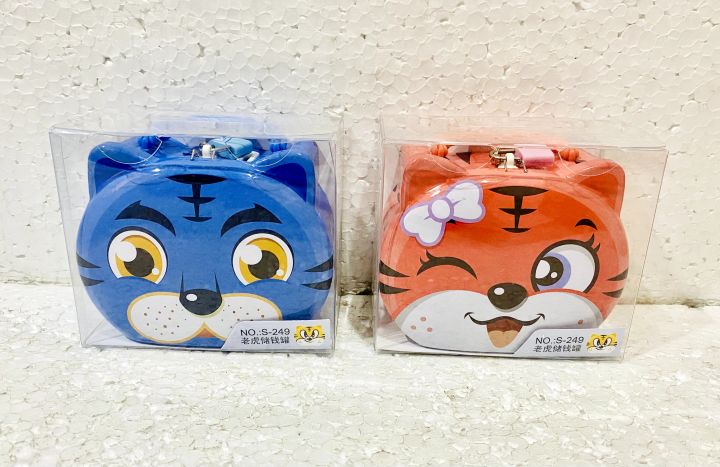 Tiger Coin Box for Kids - Cute Cartoon Design Piggy Bank with Lock ...