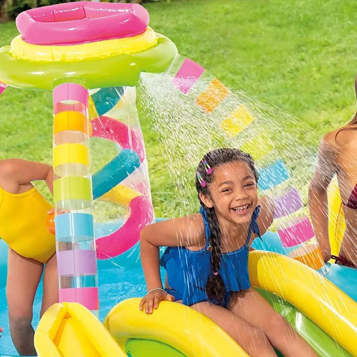Intex 56137 Rainbow Funnel Play Center Pool For Kids With Six Balls ...