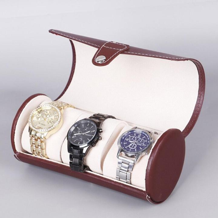3 Slots Watch Storage Box PU Leather Travel Watch Display Organizer ...