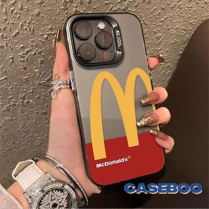 Luxury Plating Metal Trendy Brand Simple Fries Burger Phone Case ...