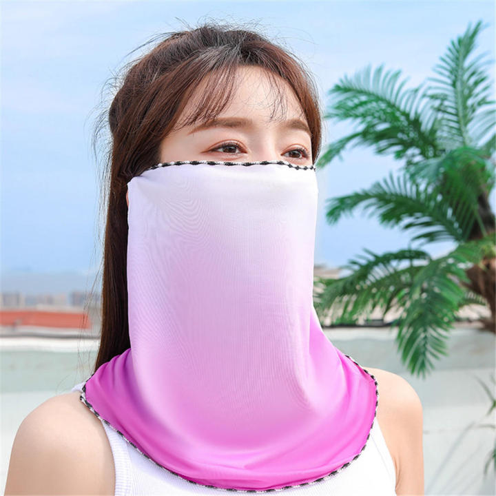 10 Color Summer Ice Silk Sunscreen Women Hanging Ear Scarf Girls ...