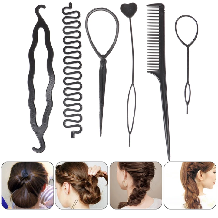 6 Pcs/Set New Hairstyle Braiding Tools Pull- Hair Dispenser Disk Hair ...