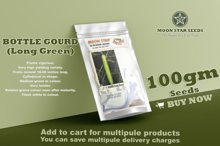 Kaddu Lamba Seeds 100gm – Long Bottle Gourd Seeds 18–20 Inch – Green ...