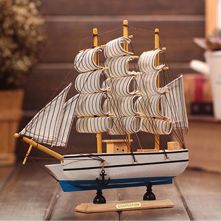 Wooden Sailing Boat Ship Wood Crafts Handmade Retro Ship Model Wood ...