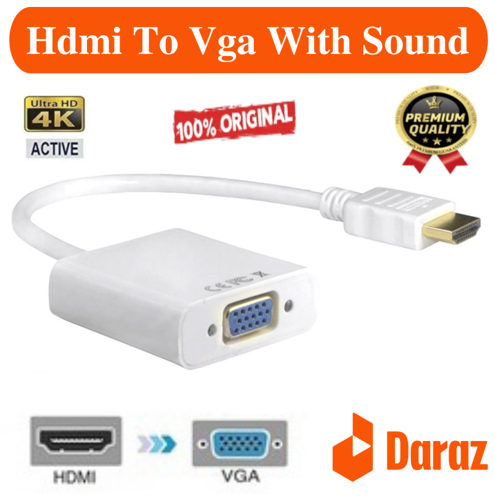 HDMI to VGA cable Video Converter Adapter Cable 4K 1080P HDMI Male to ...