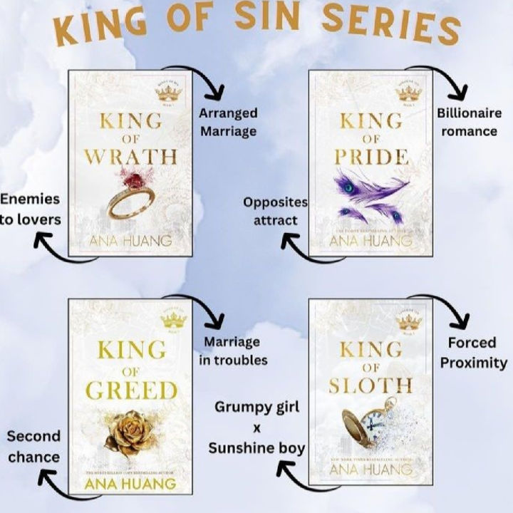 King Of Sins Series 4 books set by Ana Huang ( King of wrath , King of pride , King of greed and ...