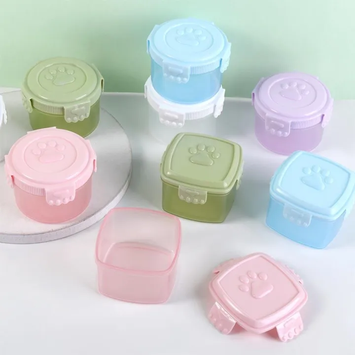 Portable Plastic Sauce Box Round/square Sealed Crisper Box Cat Paw ...
