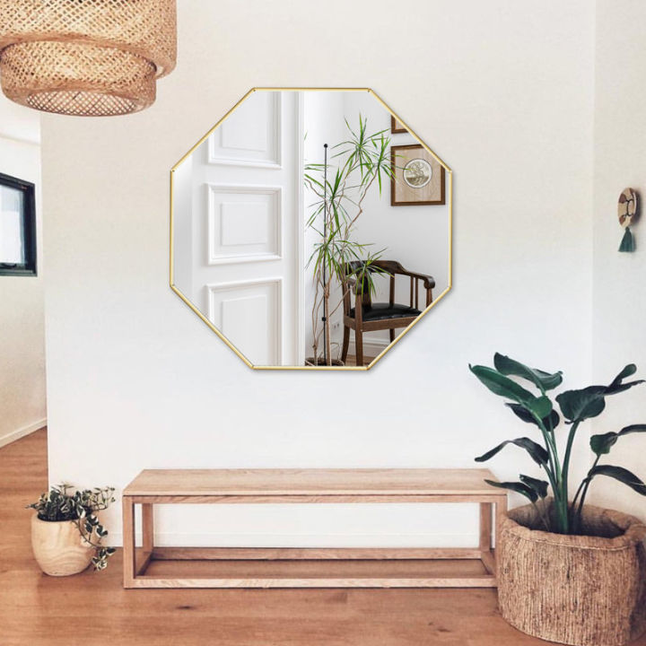 Golden color octagon wall mirror for home and office mirrors | Daraz.pk