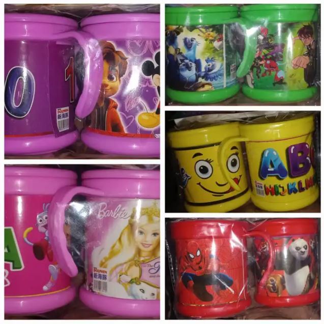 pack of 2 unbreakable cups for kids with beautiful emoji Characters and ...