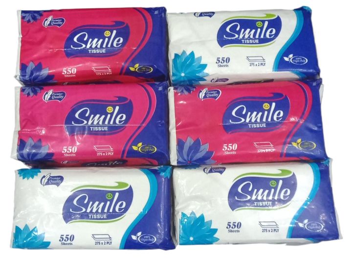 SMILY TISSUEPAPER PACK OF 6 ORIGINAL PRODUCTS 550 TISSUES 2 PLY IN IT | Daraz.pk