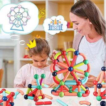 Magnetic Bar Blocks (25 Pieces) Construction Set For Brain Development ...