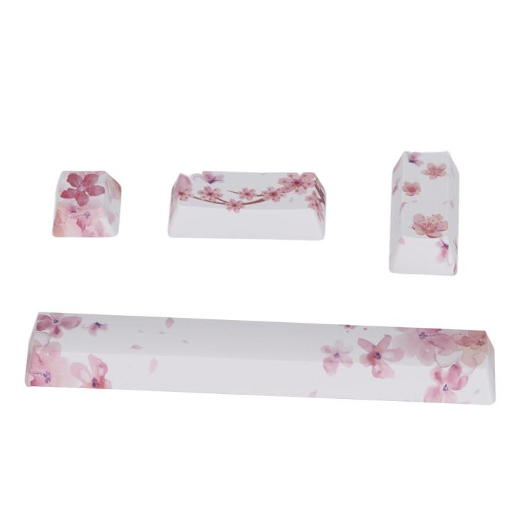 Chenba Tan Keycap 4 Keys Space ESC Enter Numpad Peach Blossoms Pattern ...