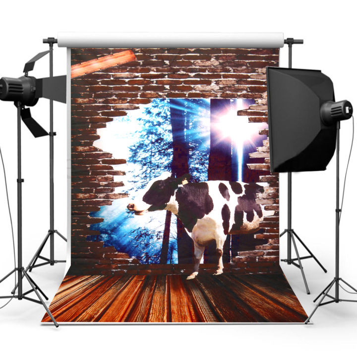 3 x 5FT Cow Wall Wood Floor Studio Photo Props Photography Backdrops ...