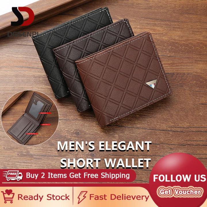 DGSenpi Men's Wallet Short Bifold Wallet Men's Casual Plaid Multiple ...