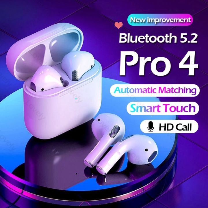 Pro 4 TWS Wireless Bluetooth Earphones with Microphone Earbuds Headset ...