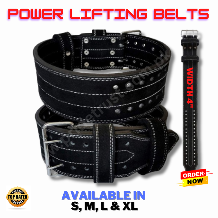 Professional Weightlifting Powerlifting Belts 4" 8MM Thick Leather Gym ...