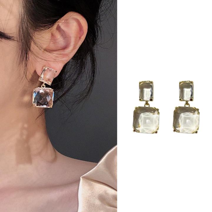 Geometry Drop Earrings Exquisite Crystal Transparent Earring New 2025 ...