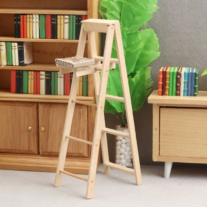 Doll Accessories Miniature Model Wooden Ladder Dollhouse Wooden Red ...