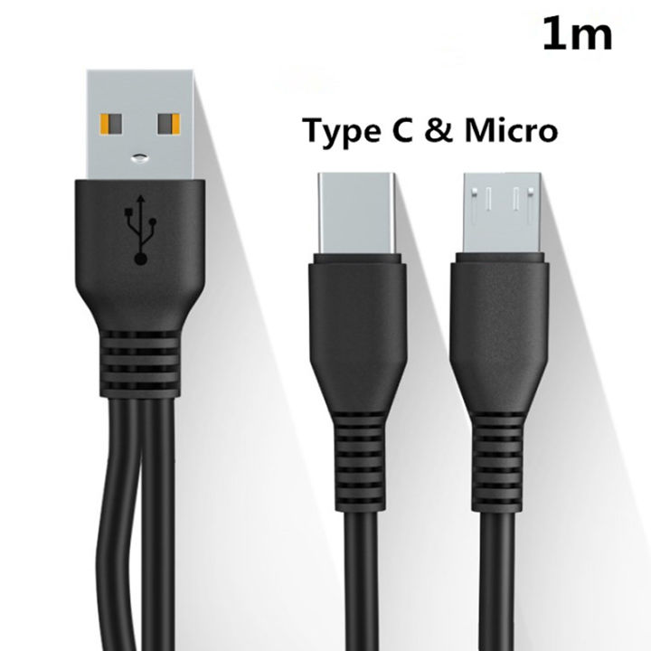 2 in 1 Type C Micro USB Cable Mobile Phone Fast Charger Cable Two ...