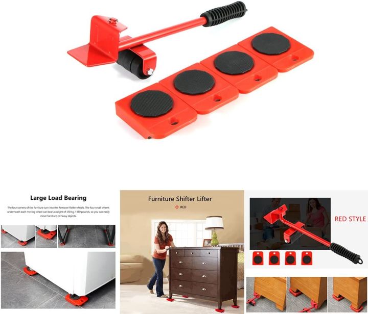 5 in 1 Heavy Furniture Moving Tool Kit Heavy Object Mover Portable ...