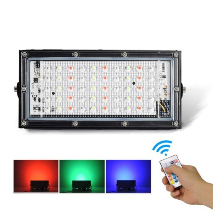 RGB flood light with remote control 50W LED waterproof IP66 ultra light ...