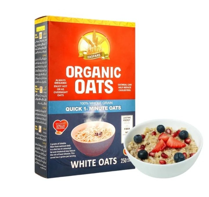 Fasfars Organic Oats 250g Oatmeal 100% Organic and Natural Organic Rolled Oats Old Fashioned ...