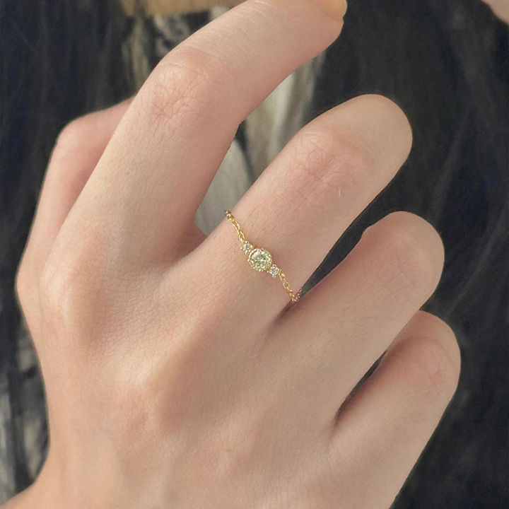 Xiaohongshu gold-plated olive green chain pull-out ring women's ins ...