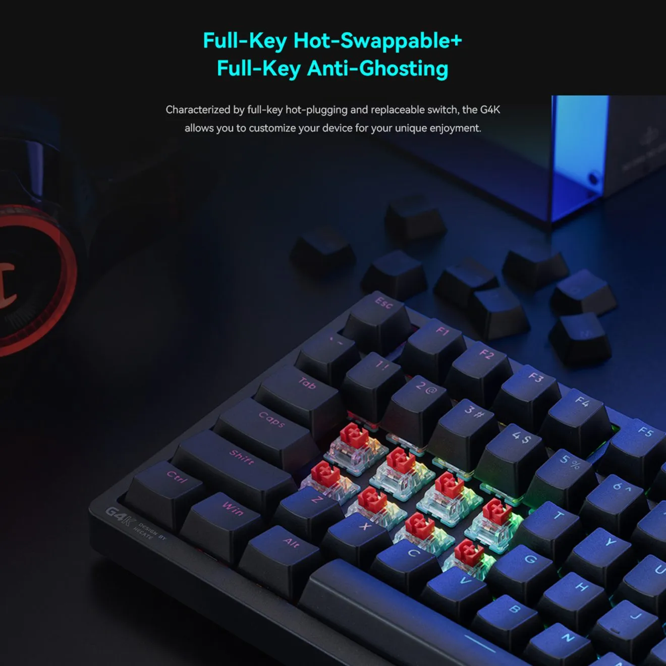 Edifier Hecate G4K Premium Gaming Mechanical Keyboard - Three-Mode Connectivity, Gasket Mounted ...