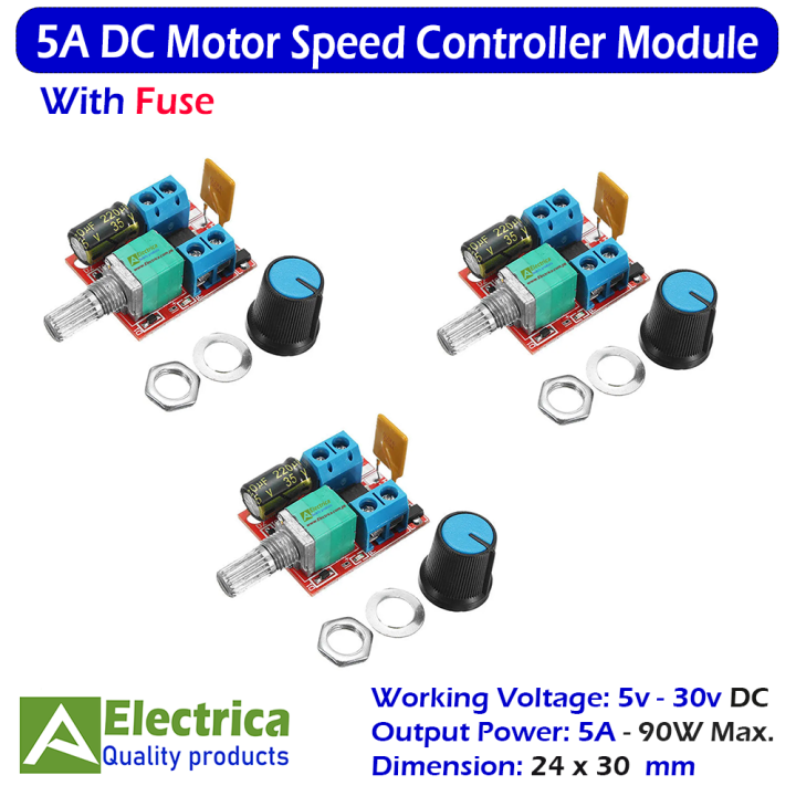 Pack of 3 Pcs Mini PWM 5A 90W PWM 12V DC Motor Speed Controller Module DC-DC 4.5V-35V Adjustable ...
