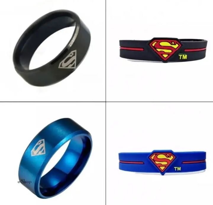 Superman Bracelet & Superman Logo Band Ring For Boys Pack of 2 | Daraz.pk