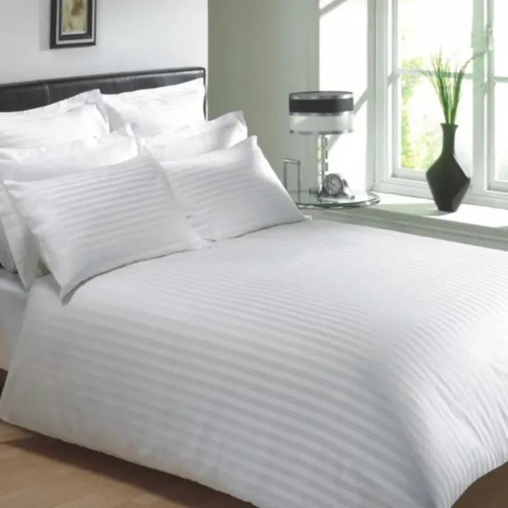 Sateen Stripe Bed Sheets | Egyptian Cotton Single & King Size Fancy ...