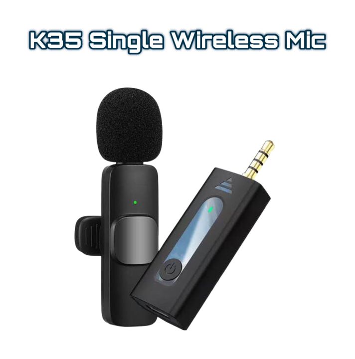 K35 Single Wireless Microphone Clip On Lavalier Mic with 3.5mm | Daraz.pk