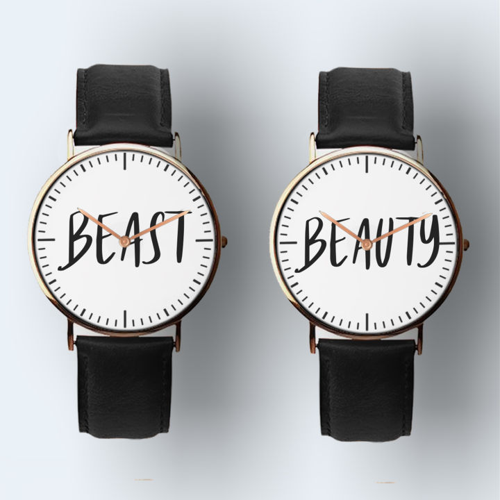 Couple Wrist Watch Beauty And Beast Everlasting Unity Time Set (Pack of ...