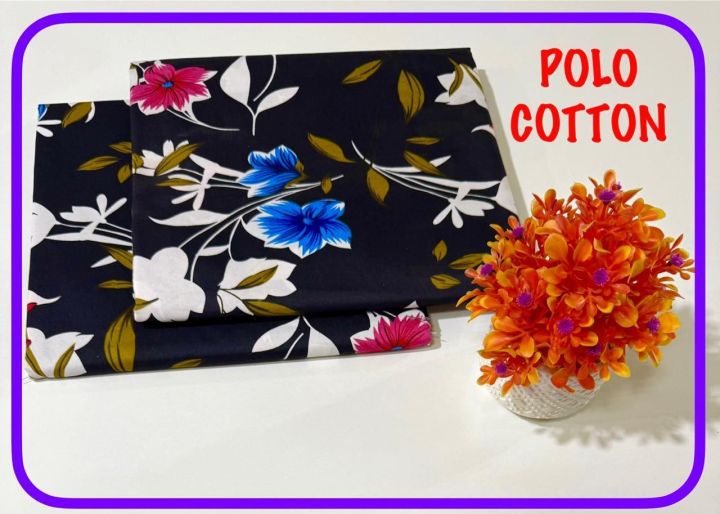 2 Pcs Summer Polo Cotton Fabric Floral Printed Lightweight Material for ...